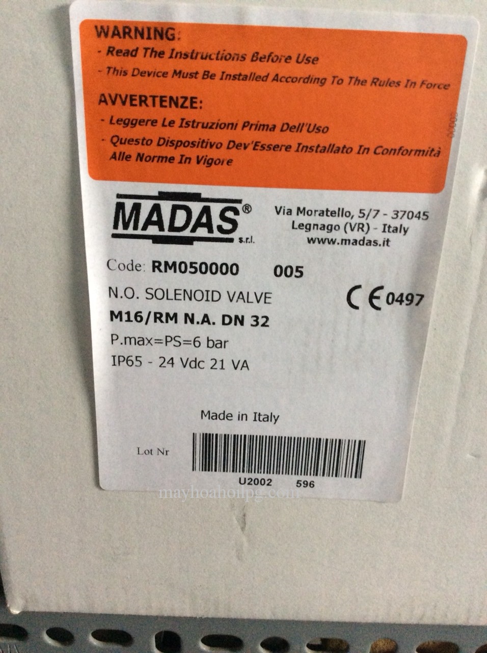 VAN ĐIỆN TỪ MADAS NO 6BAR DN32